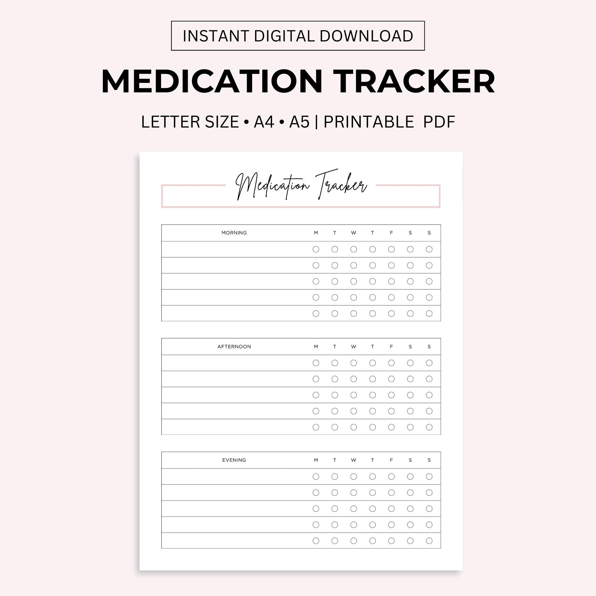 Medication Tracker Printable, Medication Log, Medication Schedule ...