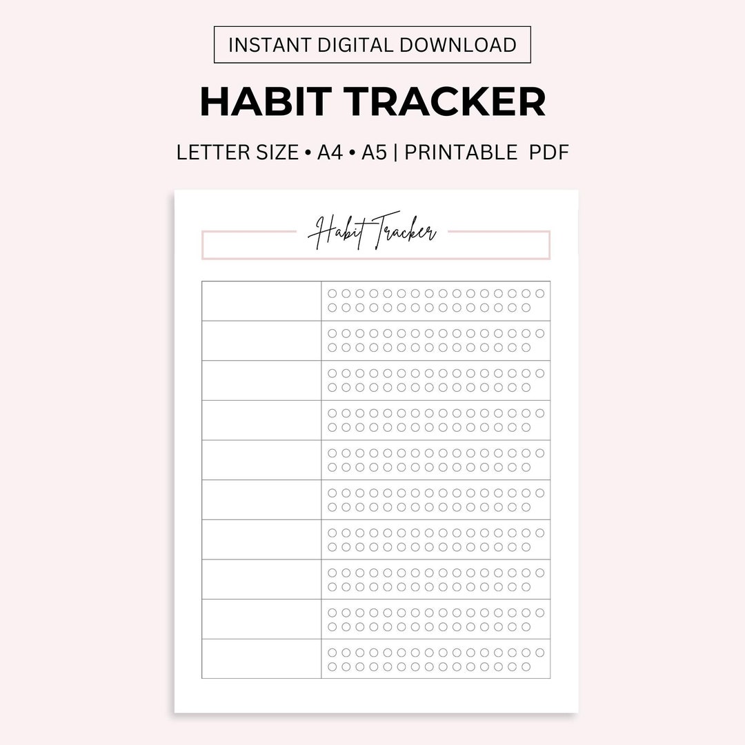 Habit Tracker Printable, Monthly Habit Tracking Checklist, Track Habit ...
