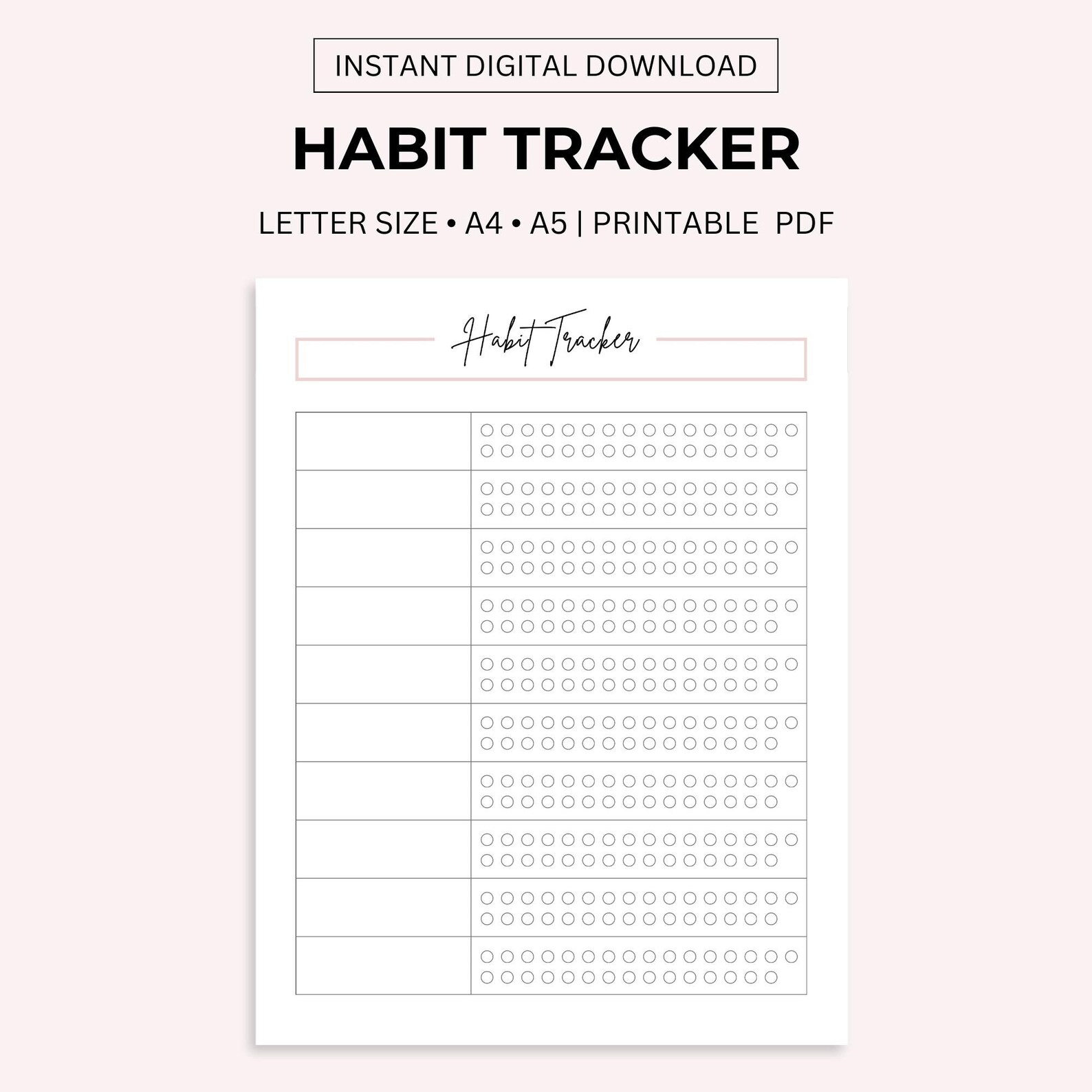 Habit Tracker Printable, Monthly Habit Tracking Checklist, Track Habit ...