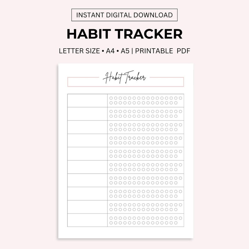 Habit Tracker Printable, Monthly Habit Tracking Checklist, Track Habit ...