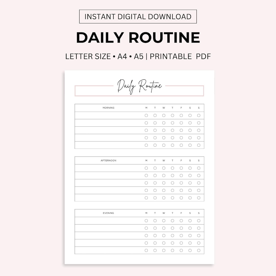 Daily Routine Checklist Printable: Wellness Habit Tracker (PDF) - Etsy
