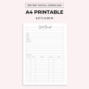 Client Record Printable, Client Book, Client Preferences, Appointment ...