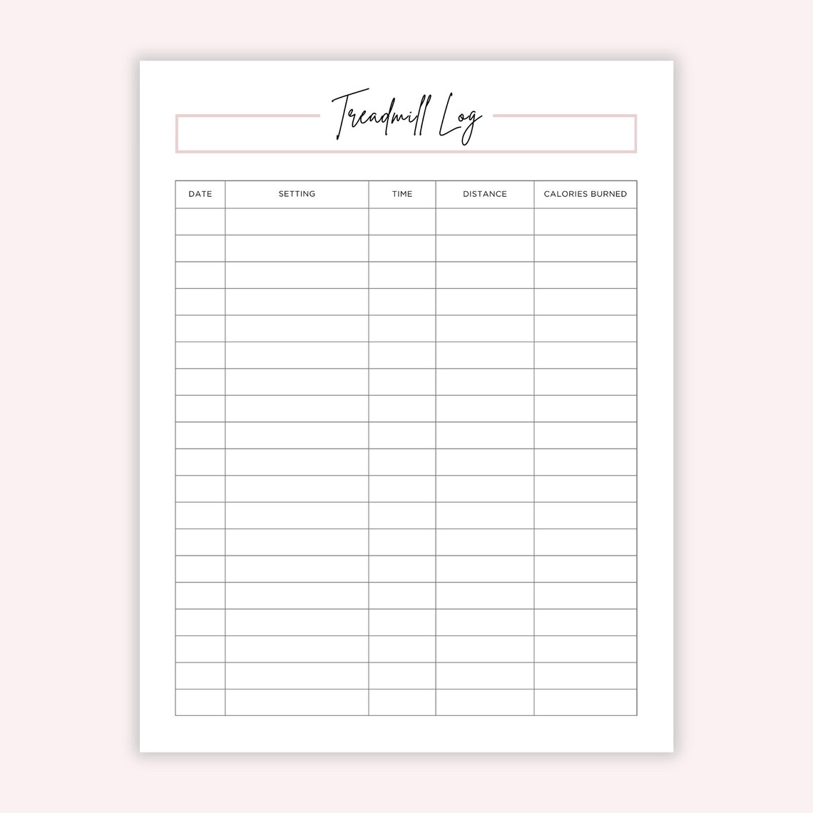 Treadmill Log Printable: Gym & Workout Tracker (PDF) - Etsy