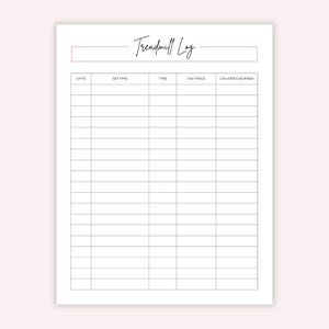 Treadmill Log Printable: Gym & Workout Tracker (PDF) - Etsy