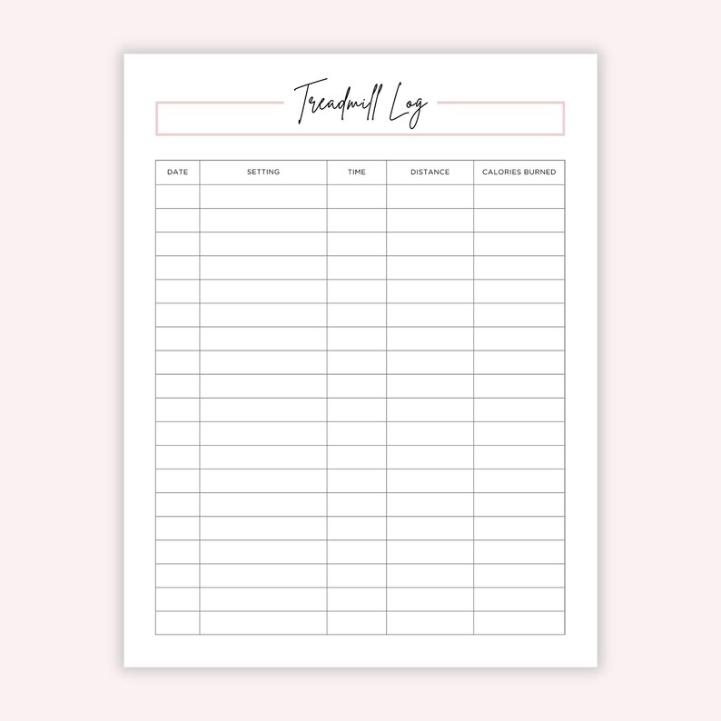 Treadmill Log Printable, Gym Diary and Workout Log Book, Fitness ...