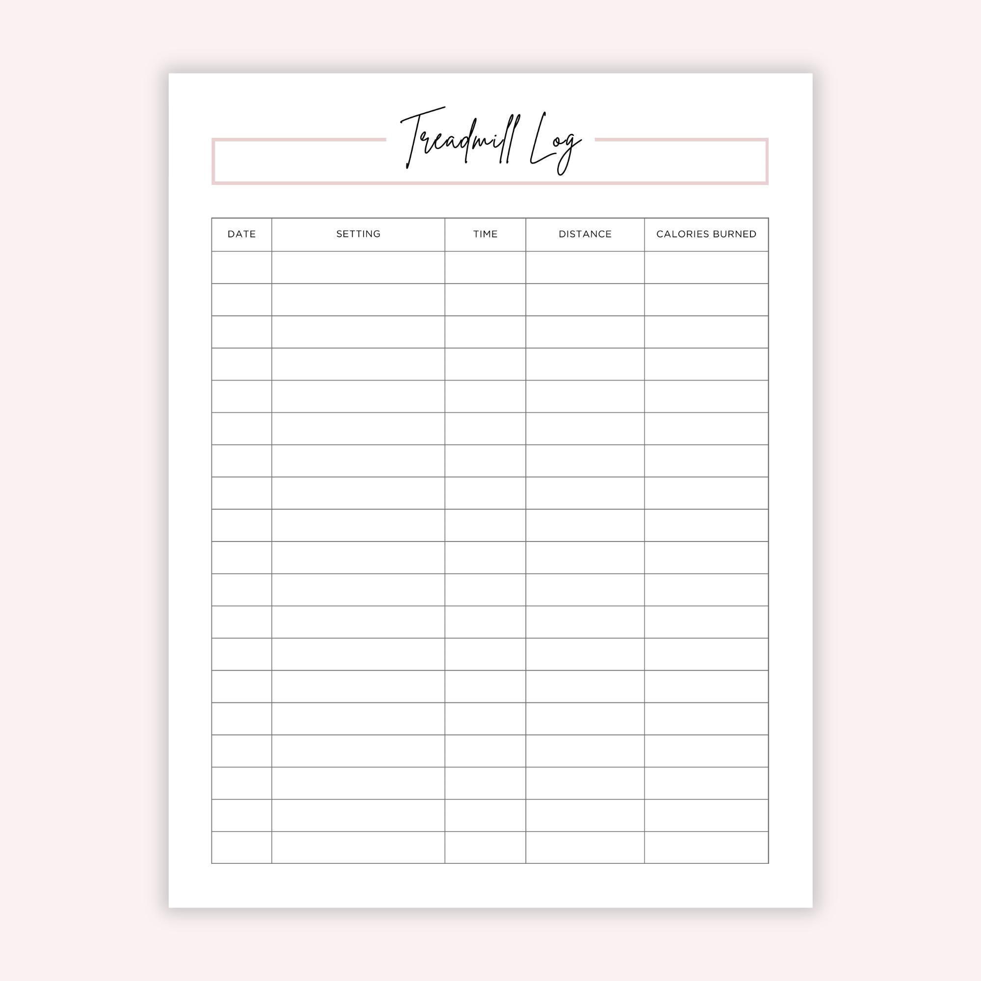 Treadmill Log Printable: Gym & Workout Tracker (PDF) - Etsy