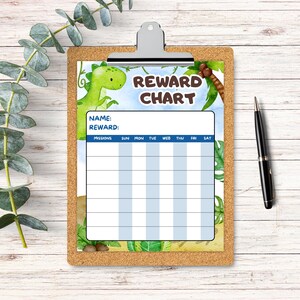 Dinosaur Reward Chart for Kids Printable, Toddler Goal Chart, Routine ...