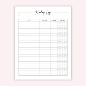 Reading Log Printable, Book Log, Reading Tracker, Books to Read, Books ...