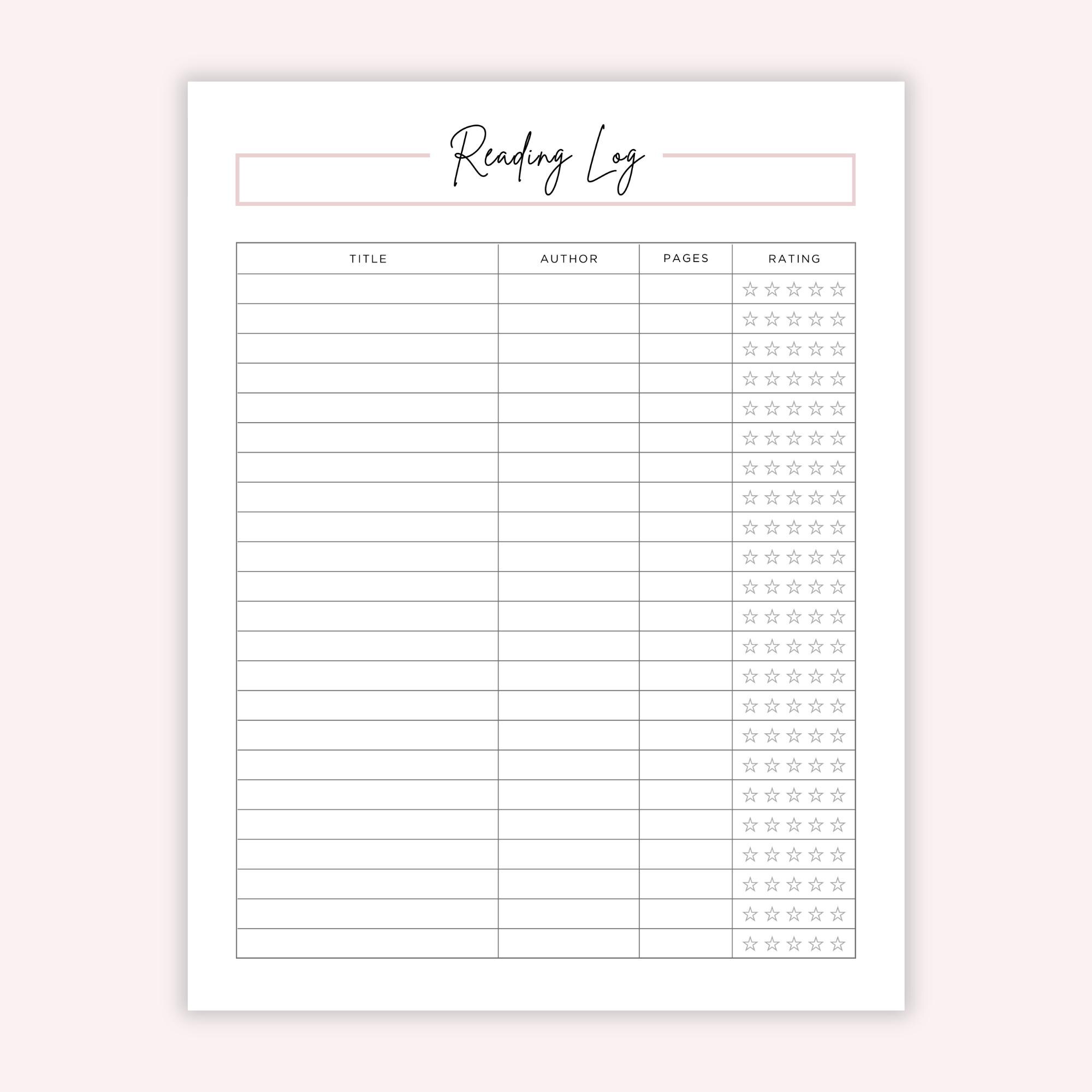 Reading Log Printable, Book Log, Reading Tracker, Books to Read, Books ...