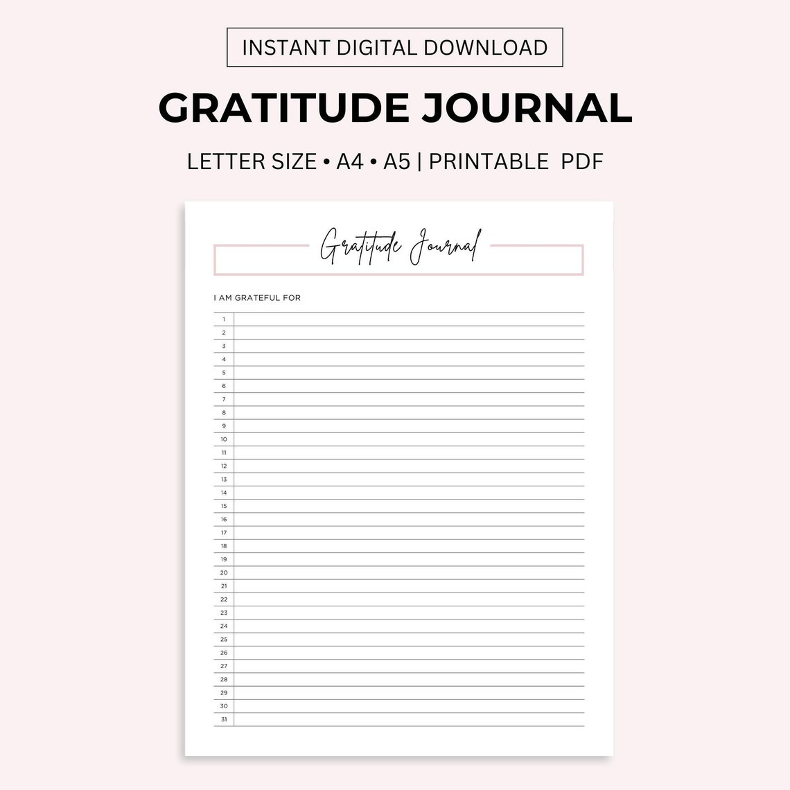 Gratitude Journal Printable, Thankfulness Journal, Gratitude Diary ...