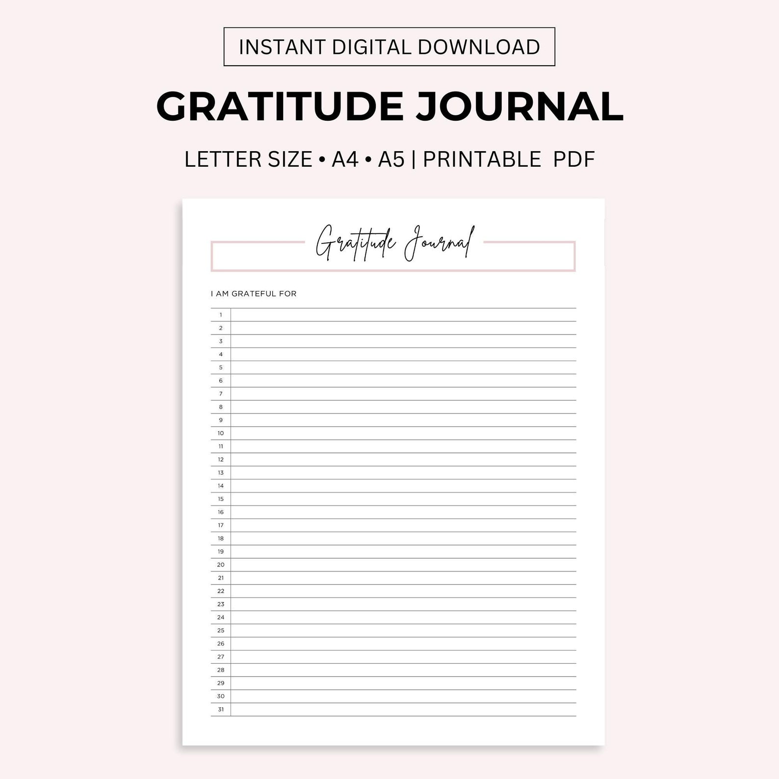 Gratitude Journal Printable, Thankfulness Journal, Gratitude Diary ...