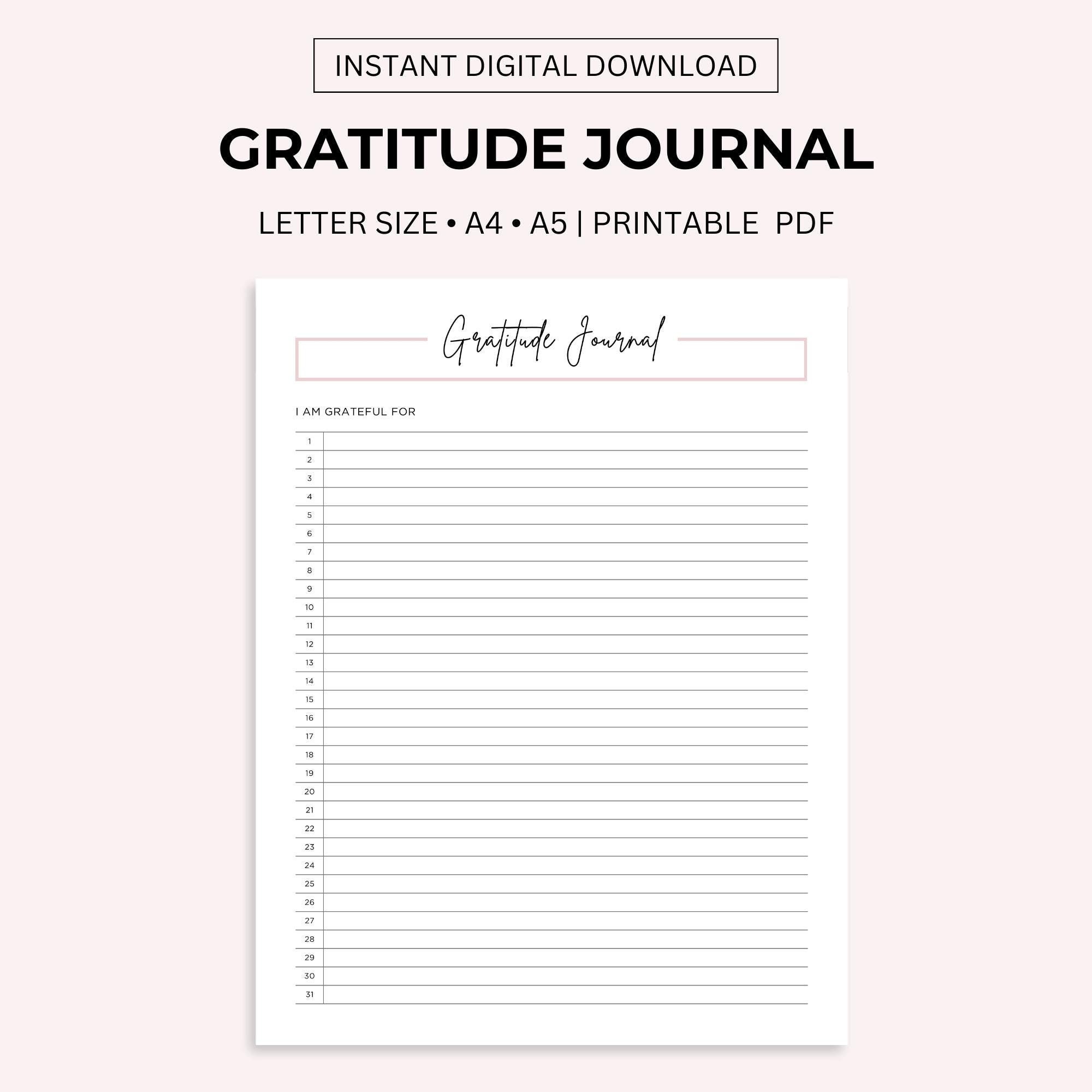 Gratitude Journal Printable, Thankfulness Journal, Gratitude Diary ...