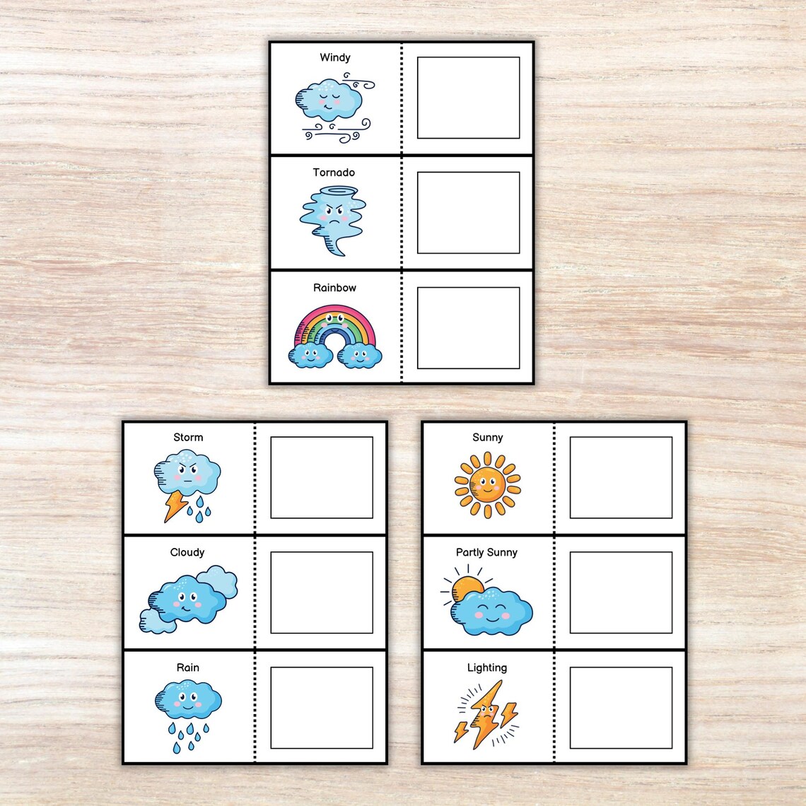 Weather Matching Game Printable, Toddler Matching Activity, Preschool ...