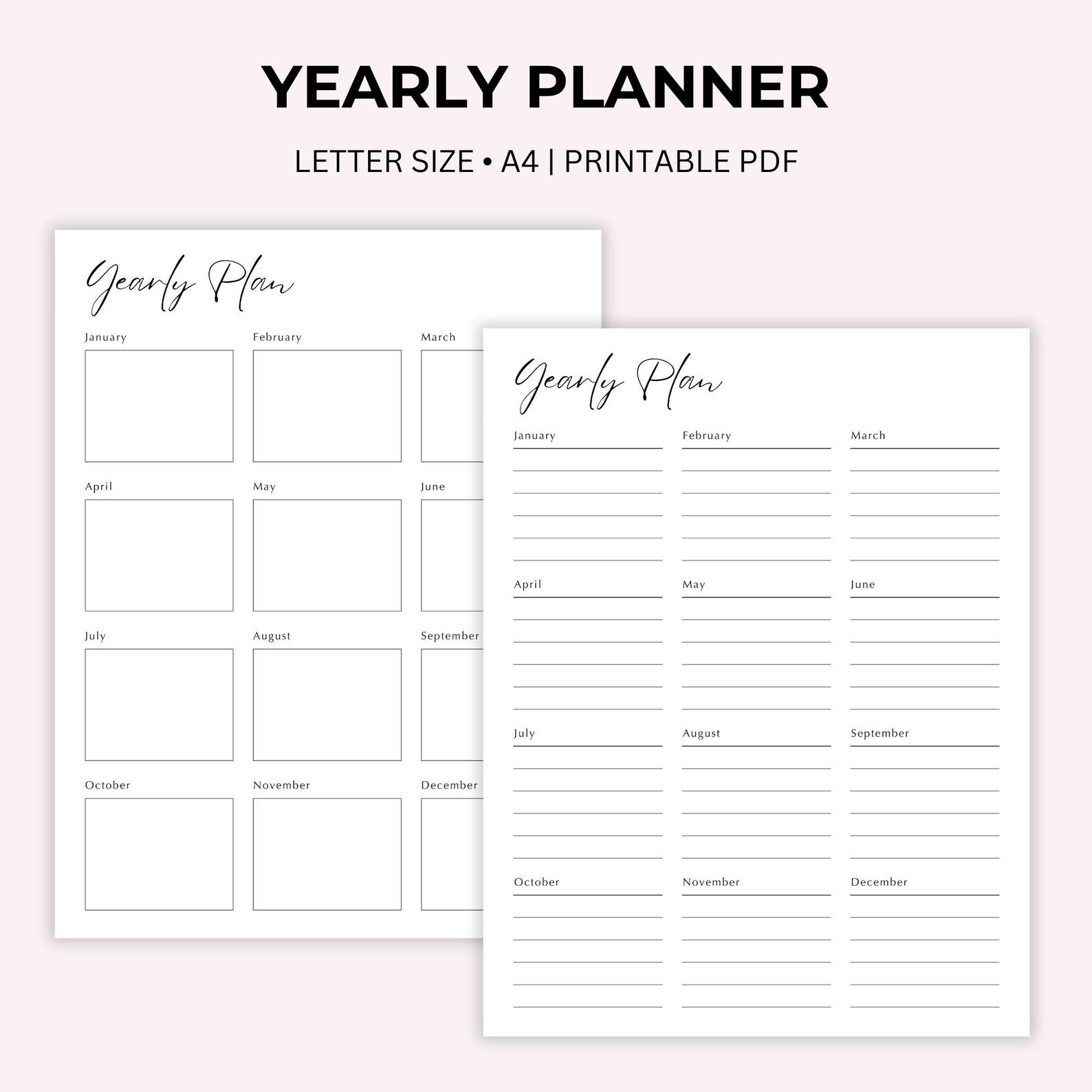 2 Pages Blank Calendar, 12 Months Calendar, Monthly Planner, Sunday ...