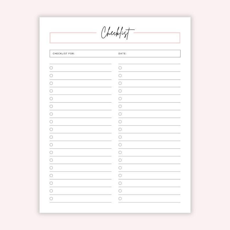 Printable Checklist: Daily, Weekly To-do List (PDF) - Etsy