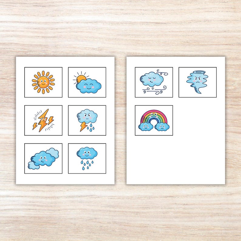 Weather Matching Game Printable, Toddler Matching Activity, Preschool ...