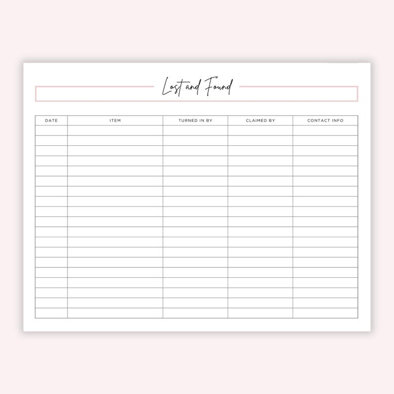 Lost and Found Log - Etsy