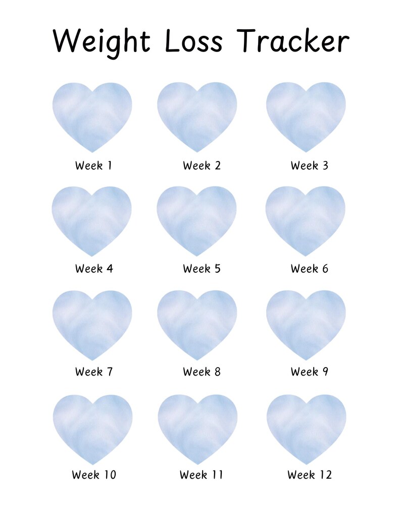 12 Weeks Weight Tracker Printable. Weekly Weight Loss Tracker. Fitness ...
