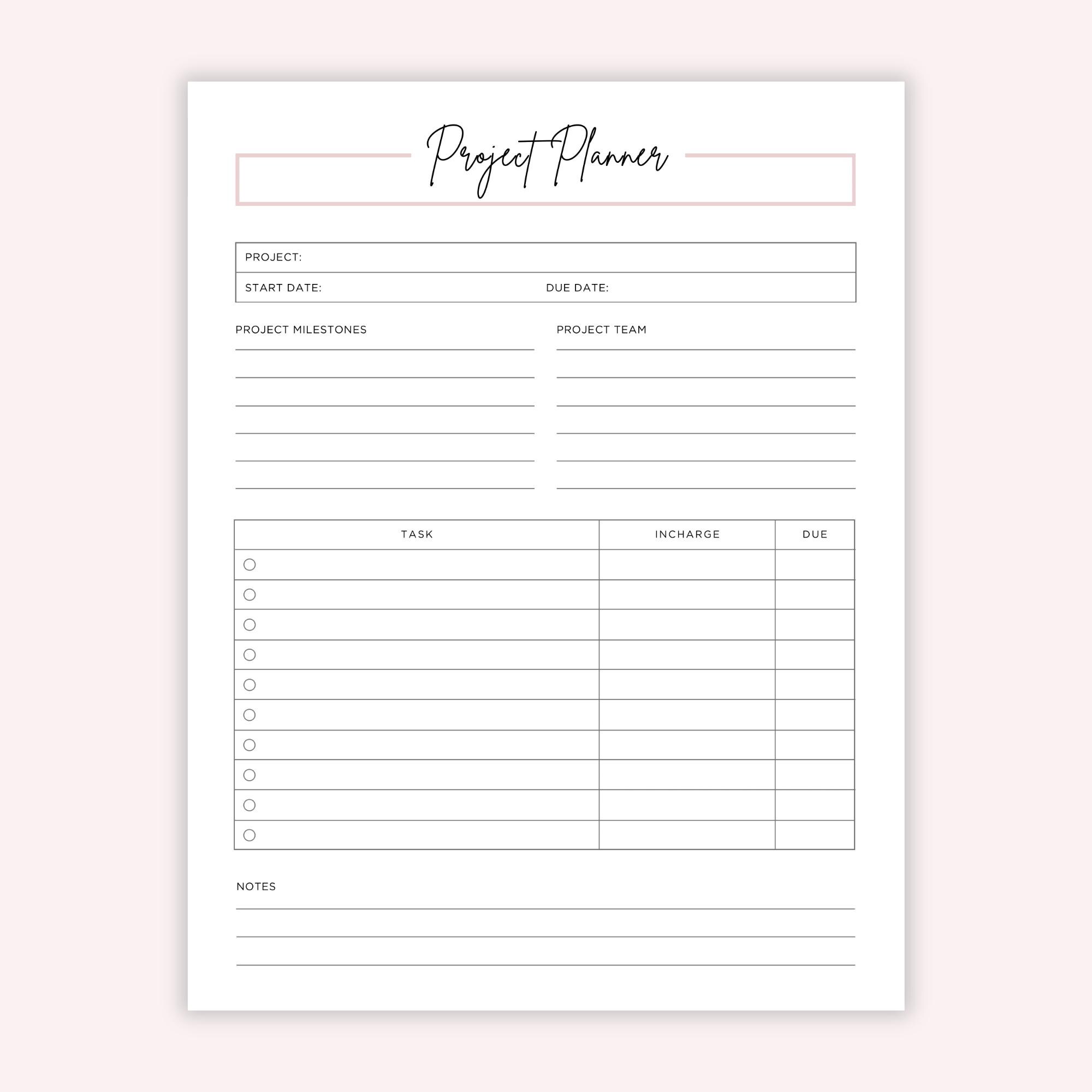 Project Planner Printable, Productivity Planner, Task Tracker, College ...