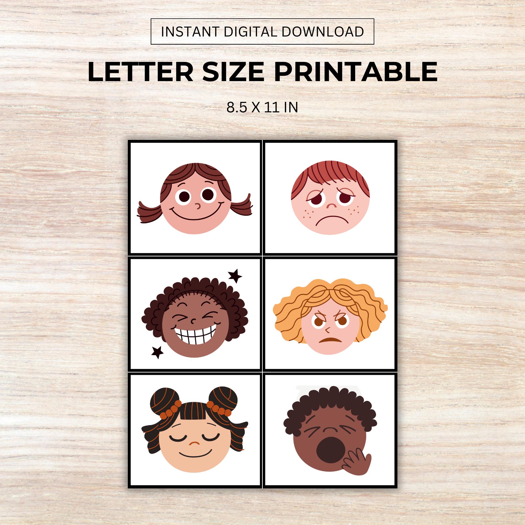 Emotions Matching Game: Preschool Learning Activity (PDF Pattern) - Etsy