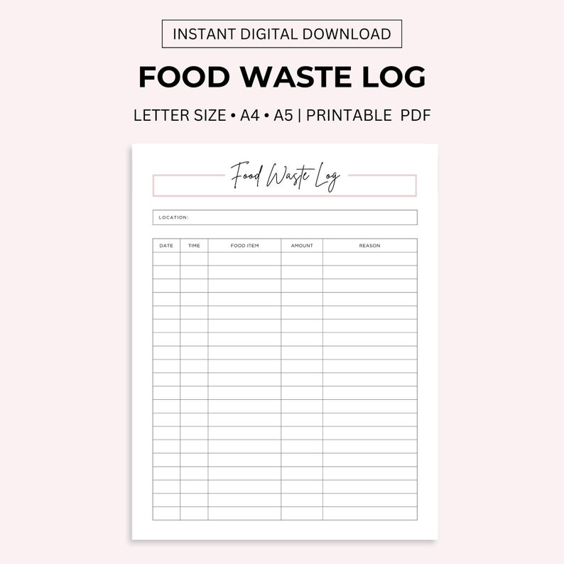 Food Waste Tracker Printable - Etsy