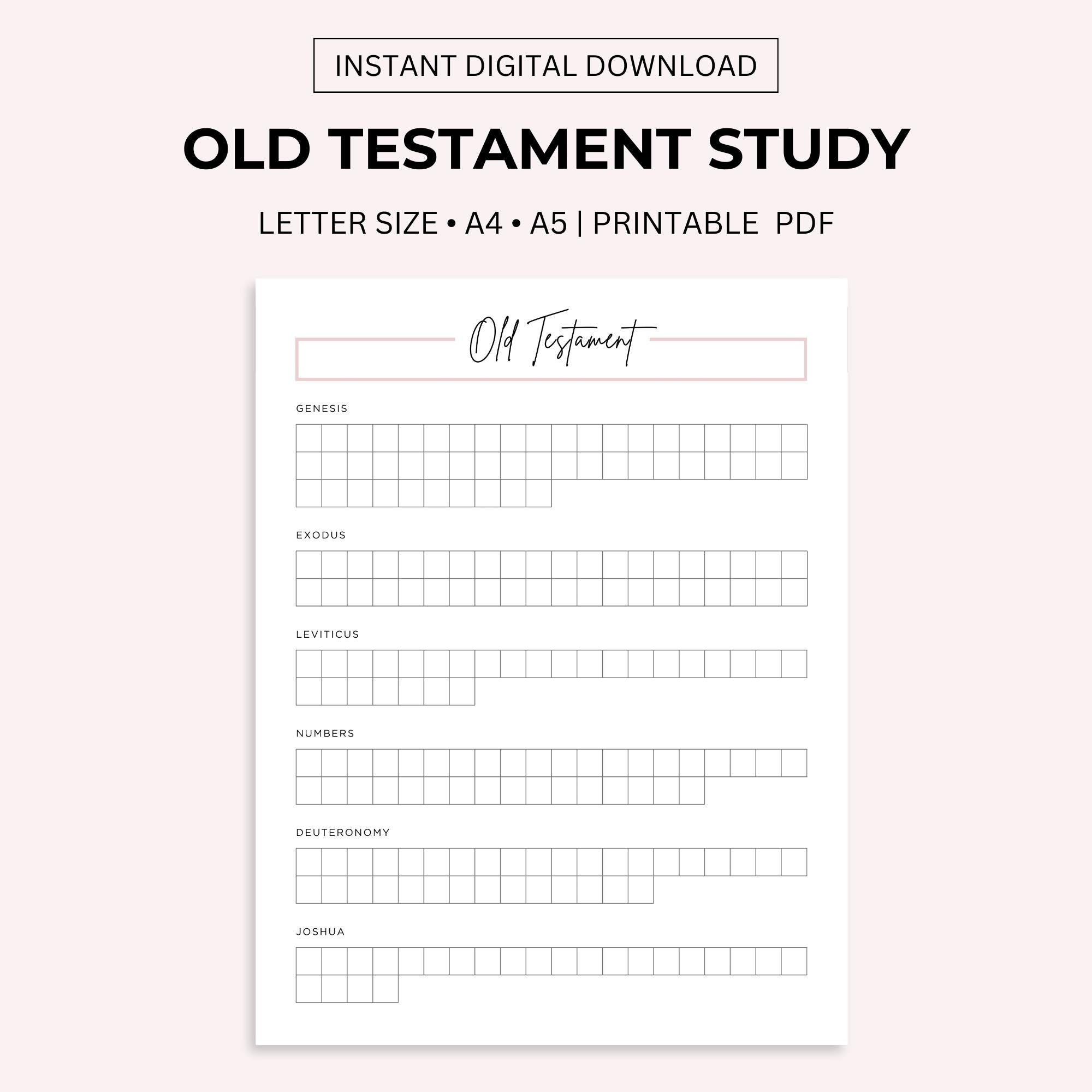 Old Testament Study Checklist: Bible Reading Tracker (printable PDF) - Etsy