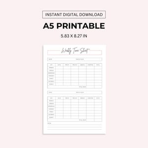Weekly Time Sheet Printable: Work Hours Log (letter/a4/a5 PDF) - Etsy