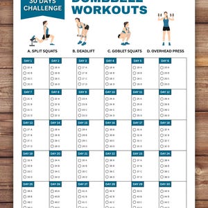 30 Day Dumbbell Workout Challenge: Fitness Planner (printable PDF) - Etsy