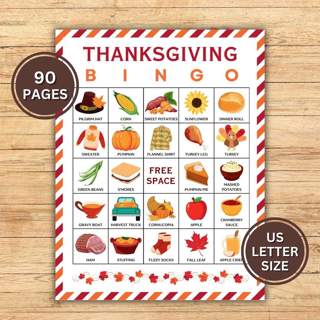 90 Thanksgiving Bingo Cards: Thanksgiving Party Game (printable PDF) - Etsy