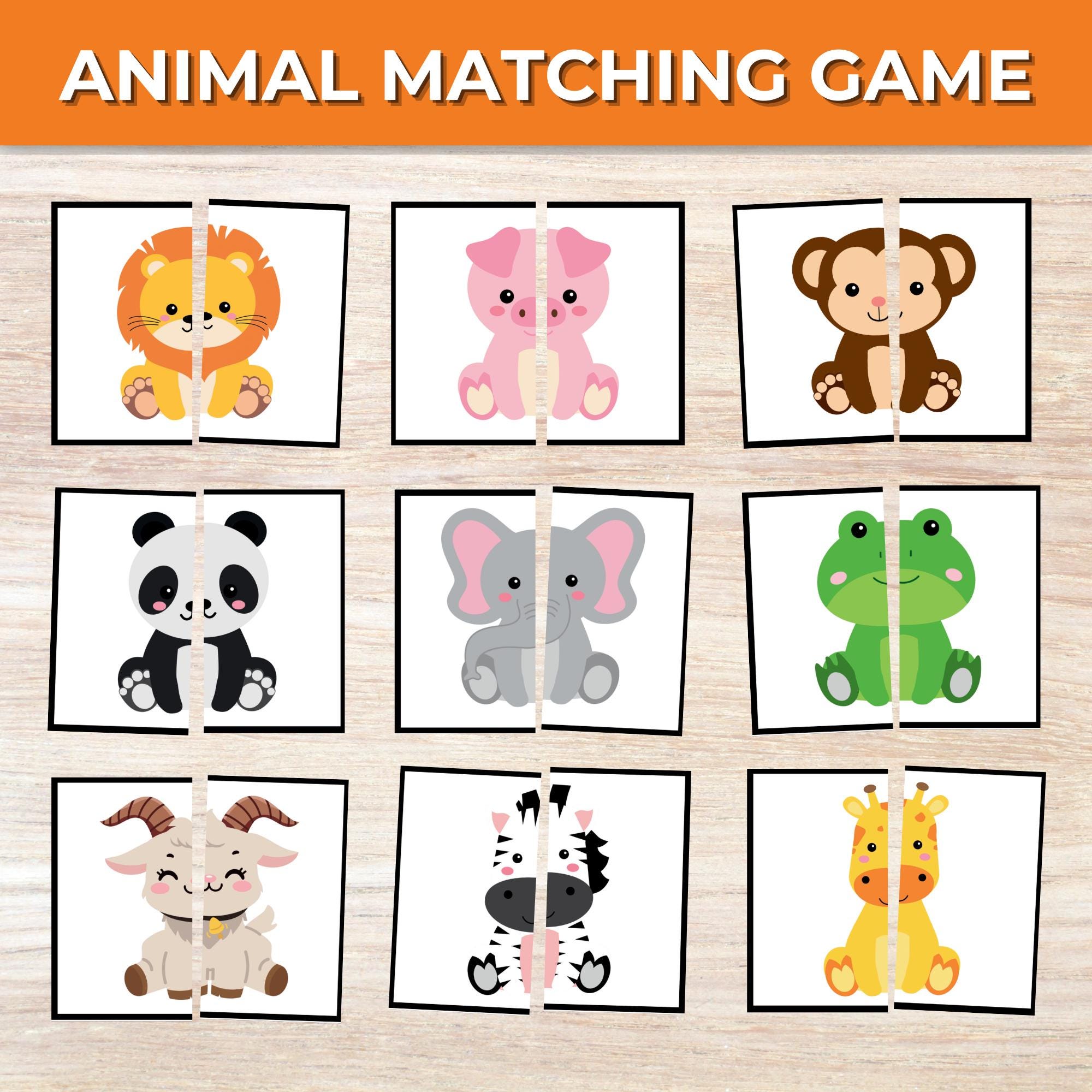 Animal Matching Game: Symmetry Cards, Montessori Learning (PDF) - Etsy