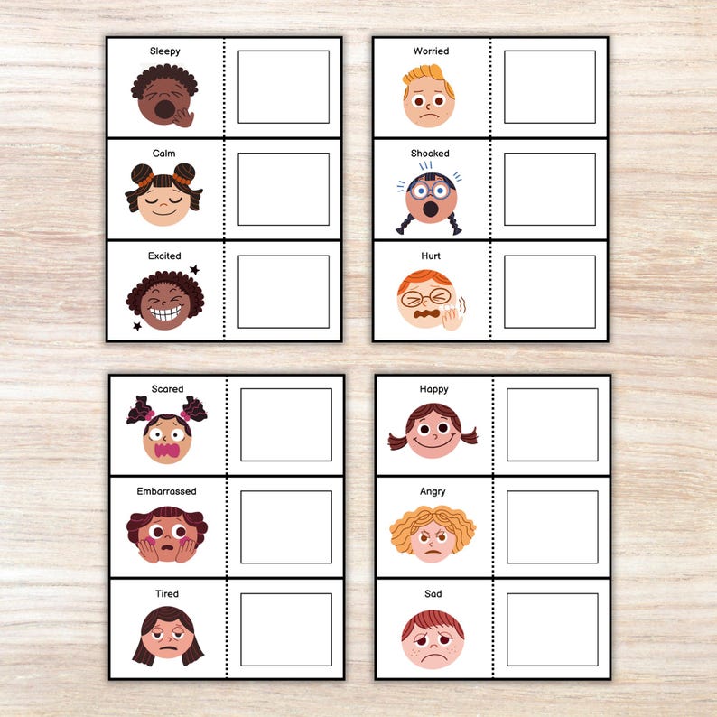 Emotions Matching Game, Toddler Matching Activity, Preschool Learning ...