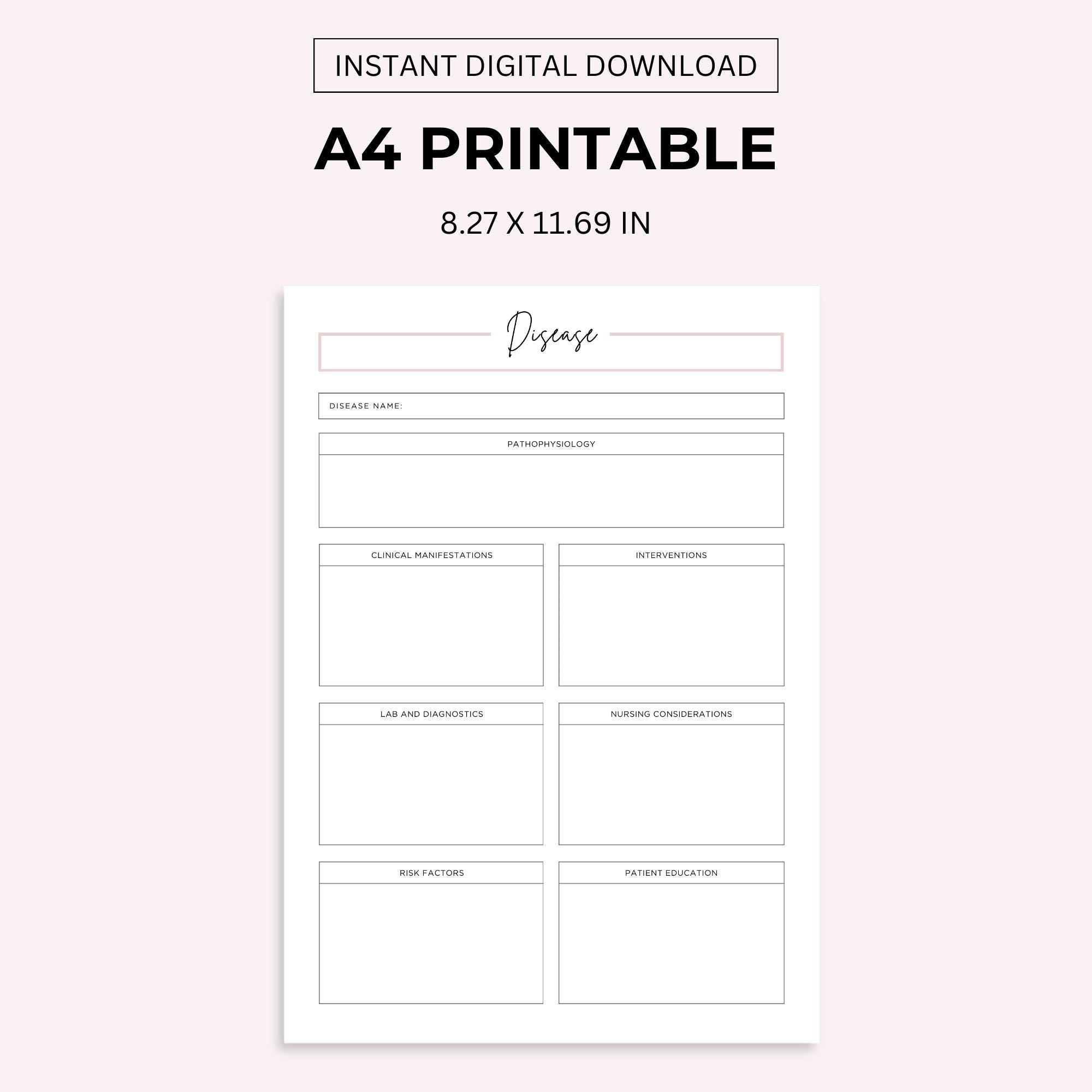 Nursing Student Disease Process Printable, Student Nurse Templates ...