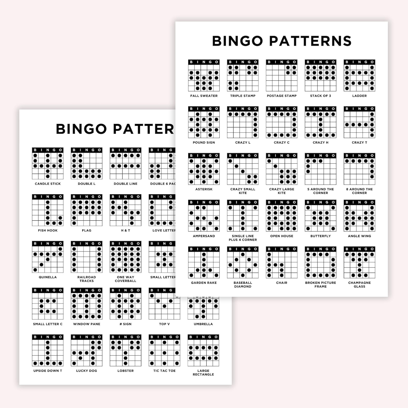 200 Bingo Patterns: Bingo Alphabet, Numbers, Shapes (printable PDF) - Etsy