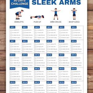 30 Days Sleek Arms Challenge, Fitness Challenge, Exercise Planner ...