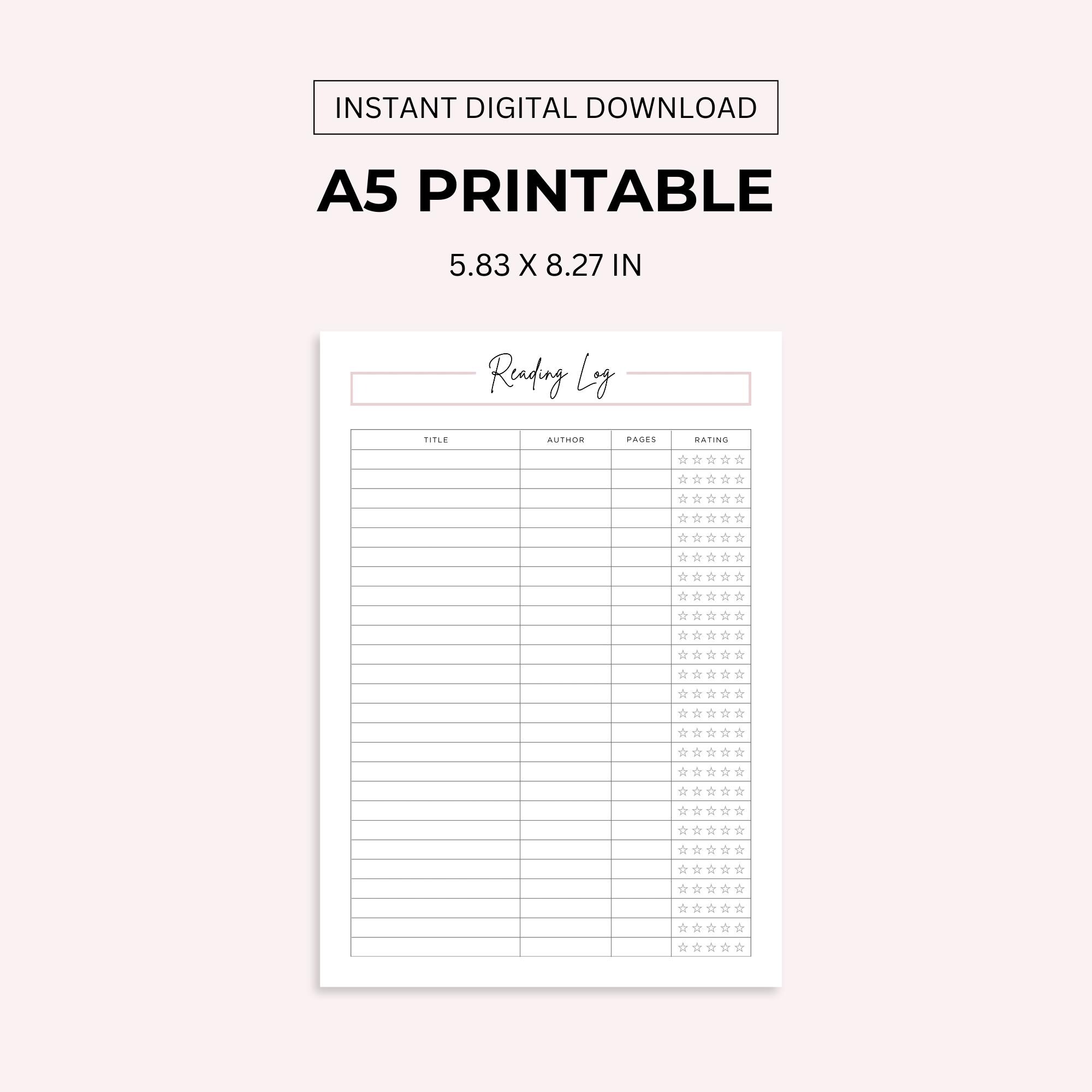Reading Log Printable, Book Log, Reading Tracker, Books to Read, Books ...