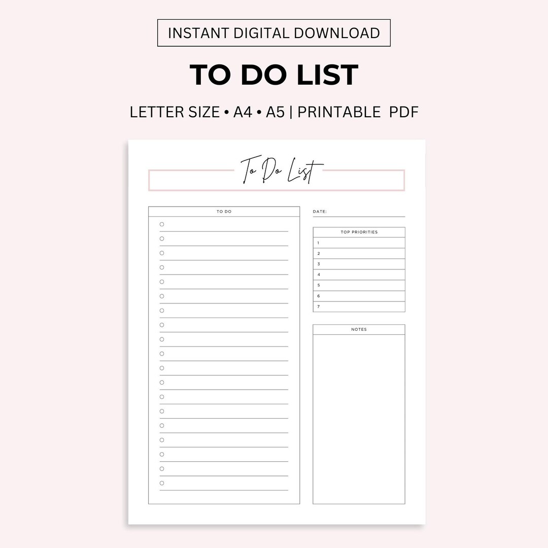 To Do List Printable, Task Checklist, Daily Planner, Weekly To-do ...