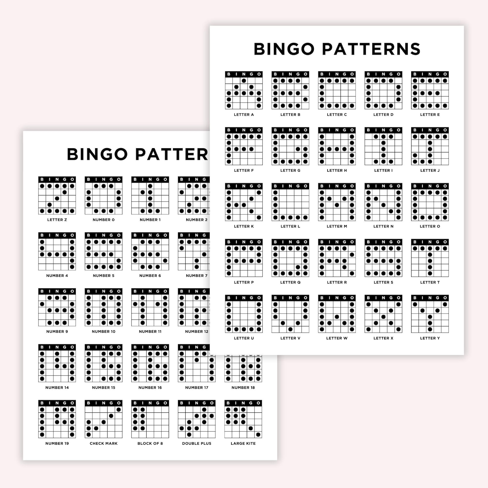 200 Bingo Patterns: Bingo Alphabet, Numbers, Shapes (printable PDF) - Etsy
