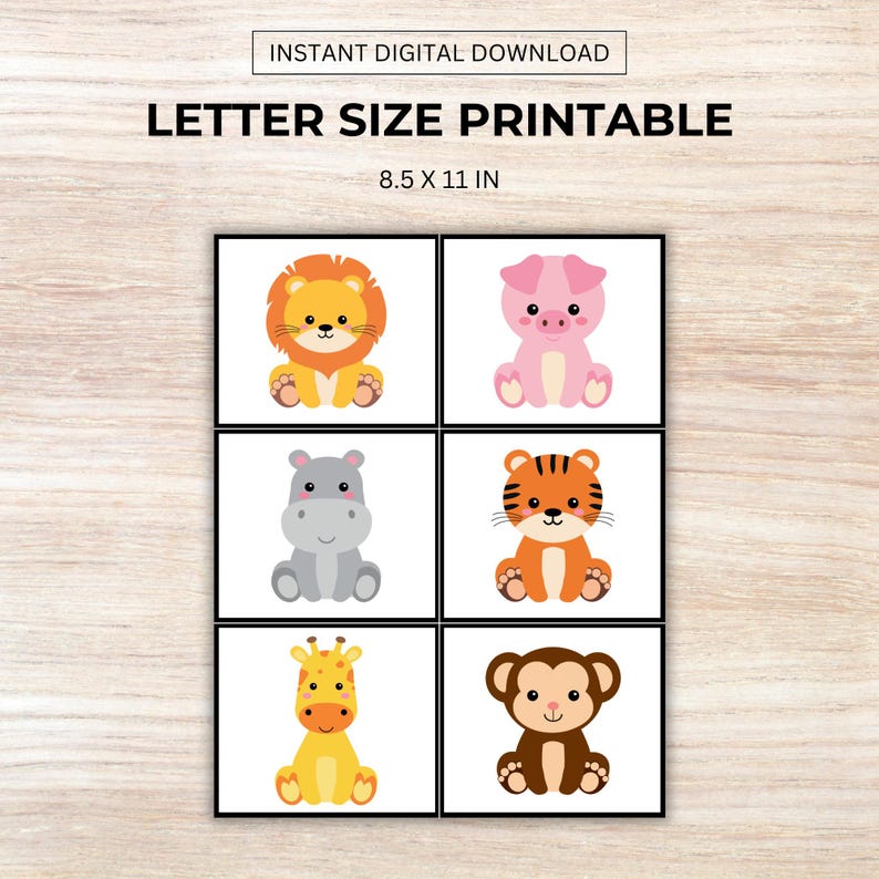 Animal Matching Game Printable, Symmetry Cards, Toddler Matching ...