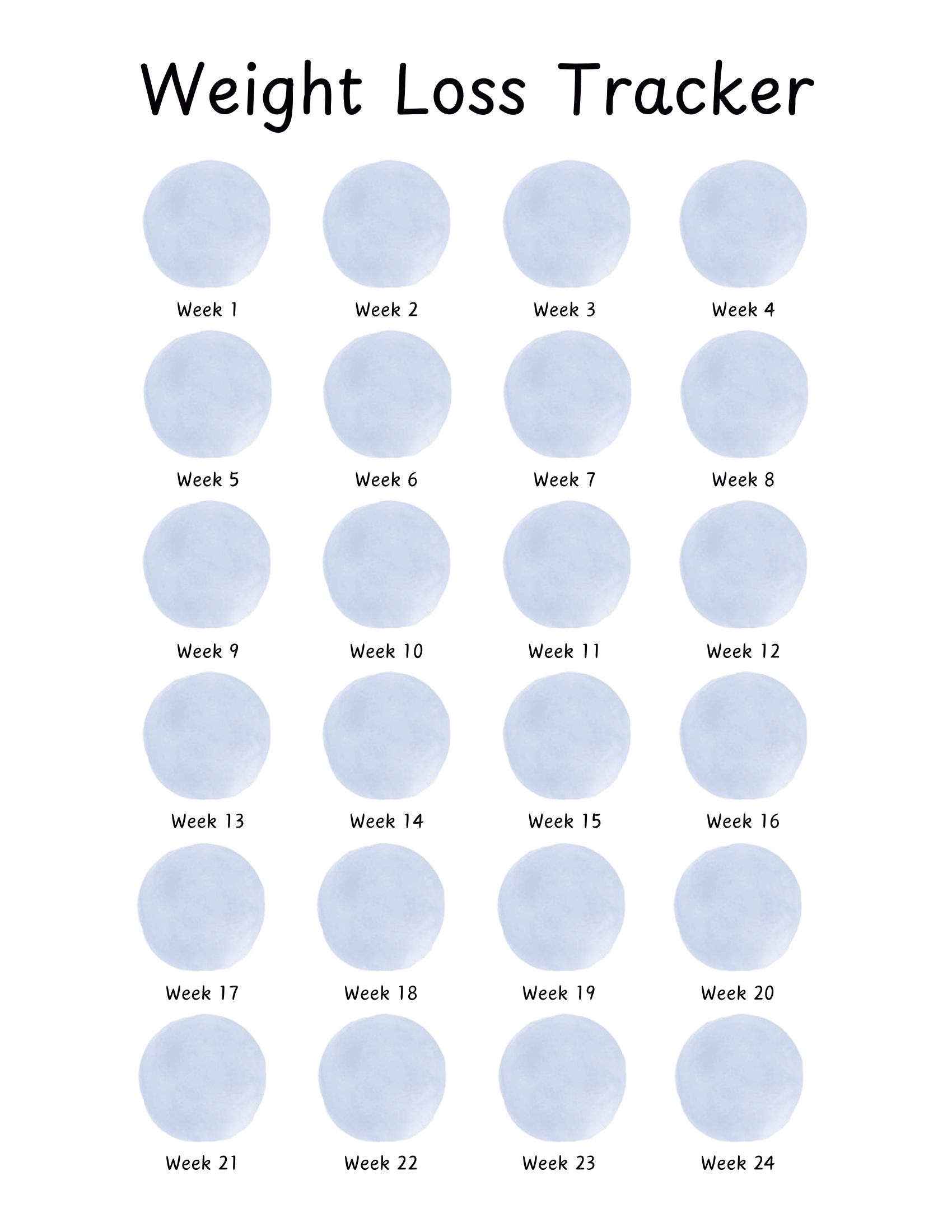 24 Weeks Weight Loss Tracker Printable. Weekly Weight Tracker. Fitness ...