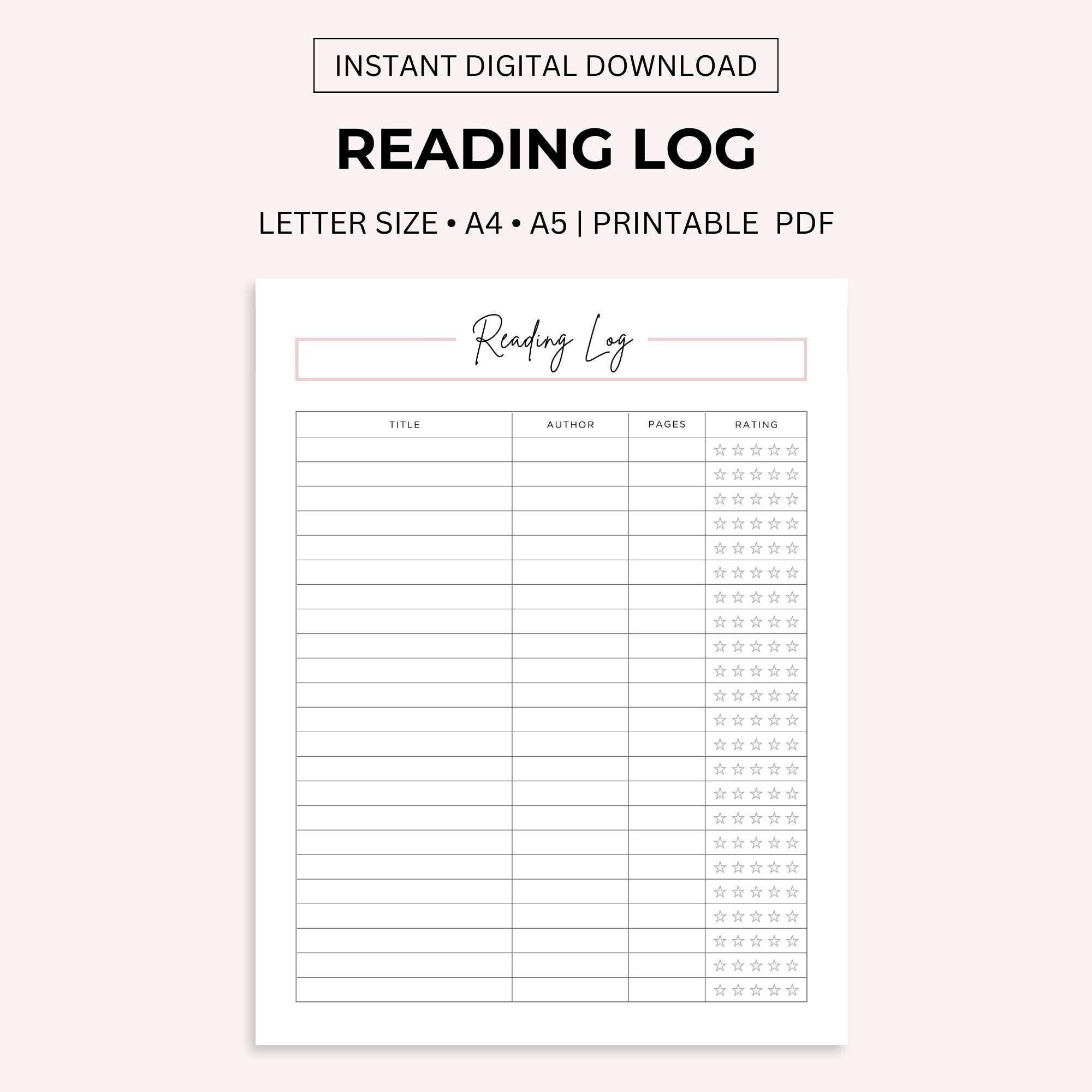 Reading Log Printable, Book Log, Reading Tracker, Books to Read, Books ...