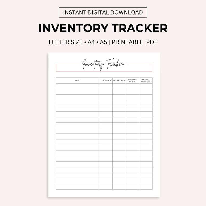 Inventory Tracker Printable, Inventory Organizer, Inventory Management ...