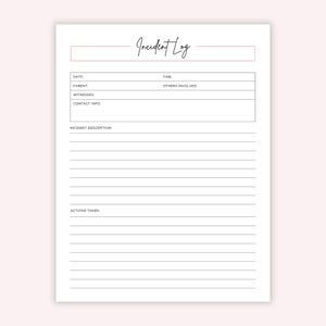 Incident Log Printable, Simple Reporting Sheet, Incident Reporting - Etsy