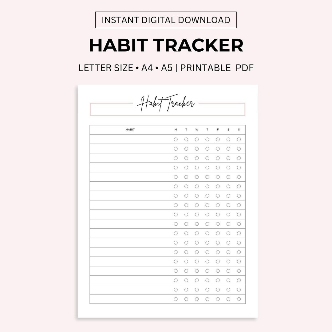 Weekly Habit Tracker Printable: Self Care Checklist (PDF) - Etsy