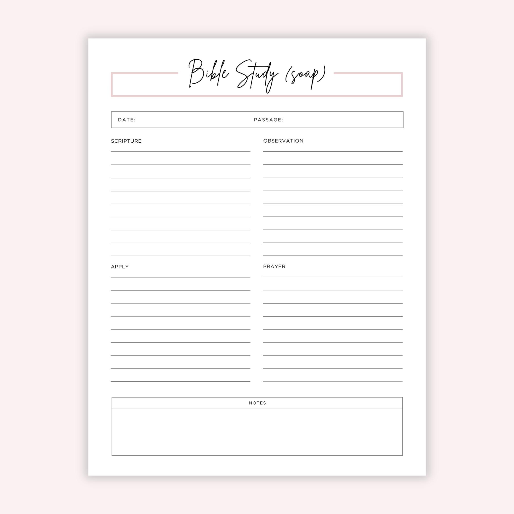 SOAP Bible Study Printable, SOAP Method Bible Verse Mapping, Bible ...