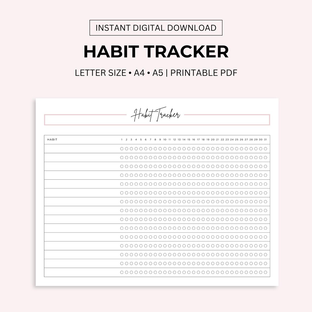 Yearly Habit Tracker Printable: Wellness Checklist (PDF) - Etsy