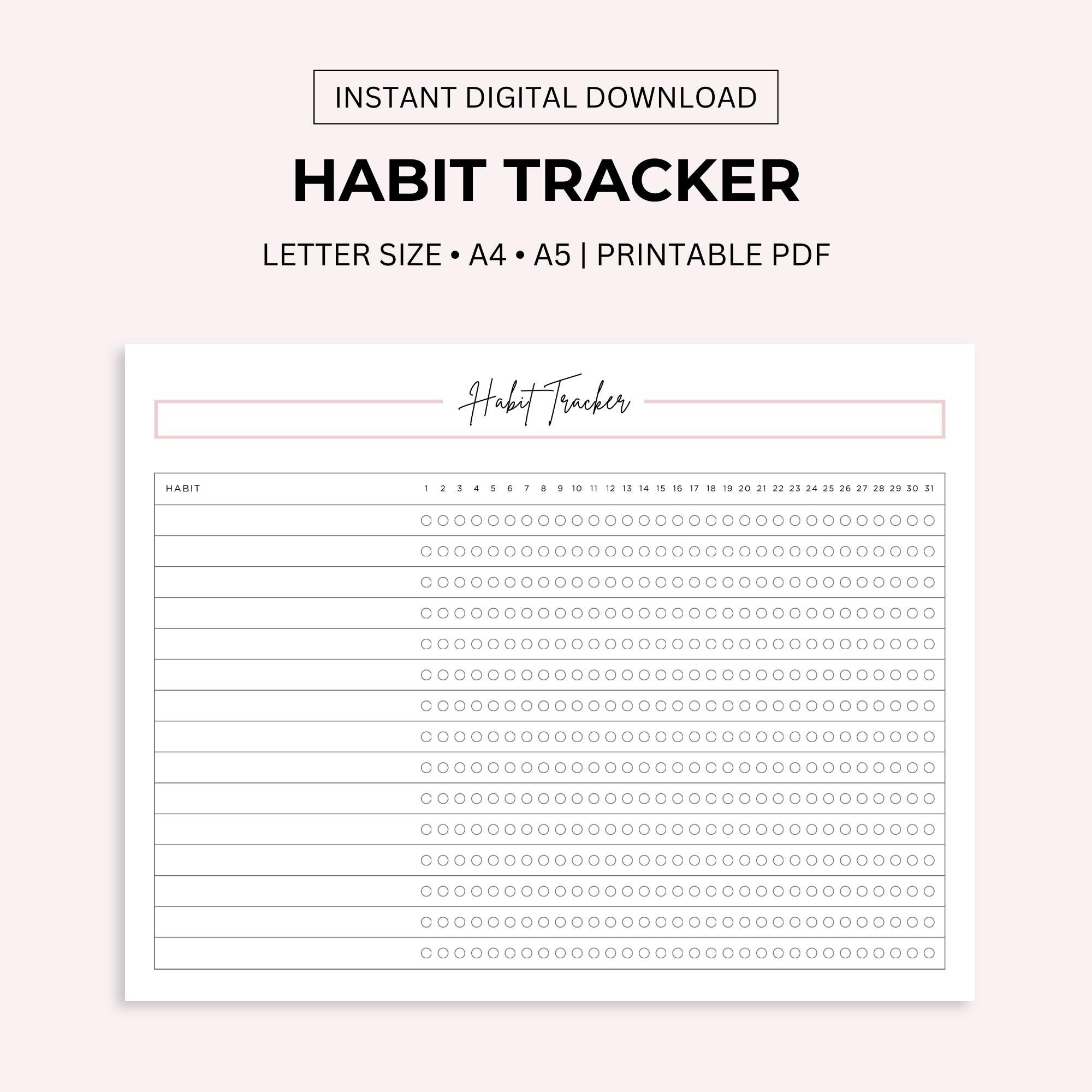 Yearly Habit Tracker Printable: Wellness Checklist (PDF) - Etsy