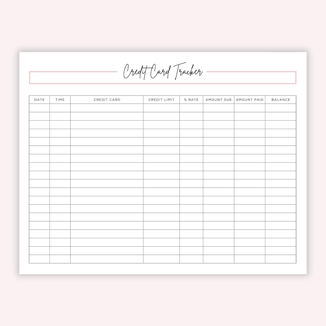 Credit Card Tracker Printable: Balance Log (letter/a4/a5 PDF) - Etsy