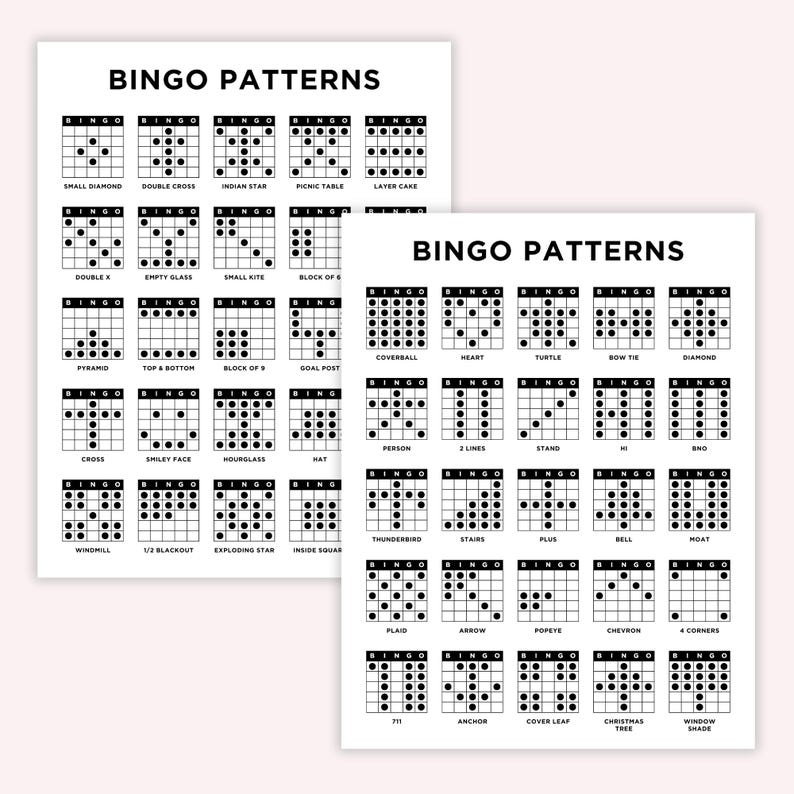 200 Bingo Patterns. Bingo Winning Patterns, Bingo Alphabet, Numbers ...