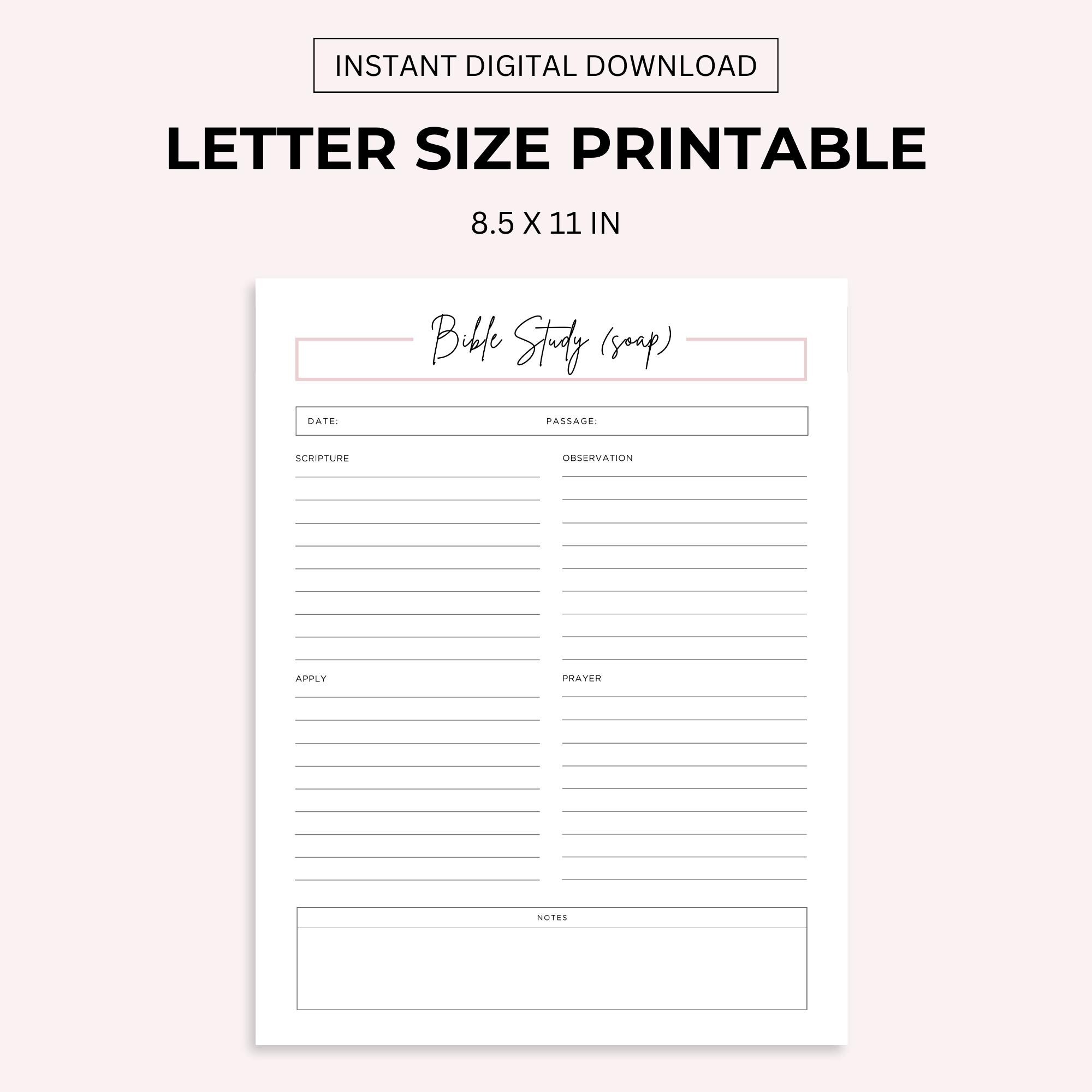 SOAP Bible Study Printable, SOAP Method Bible Verse Mapping, Bible ...