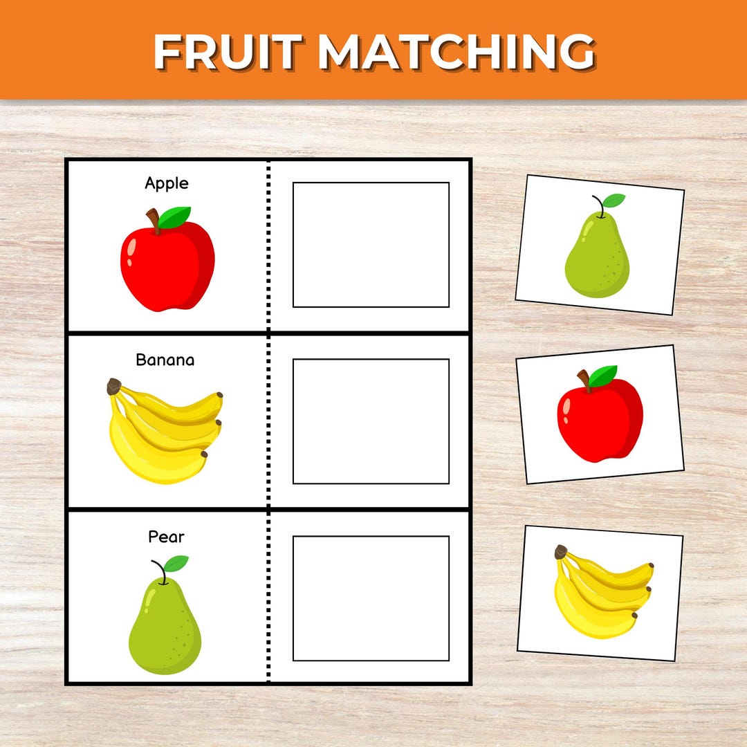 Fruit Matching Game Printable, Toddler Matching Activity, Preschool ...